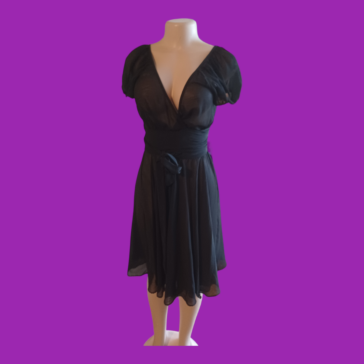 Vintage Gio Guerreri Sheer Black wrap Dress 42 italy – Kargo Fresh